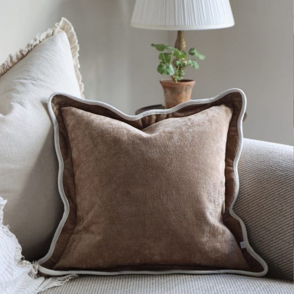 Chloe Coffee Scalloped Edge Cushion • Ellenvale Interiors